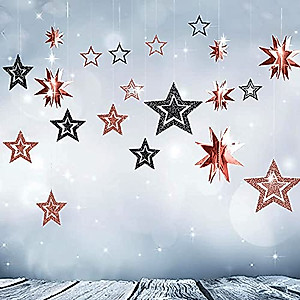 Glitter Rose Gold Black Star Garland Twinkle Little Star Party Decoration Hanging Decor Backdrop Banner Streamer for Birthday/Bday/Baby Shower/Bachelorette/Wedding/Christmas/Engagement Party Supplies