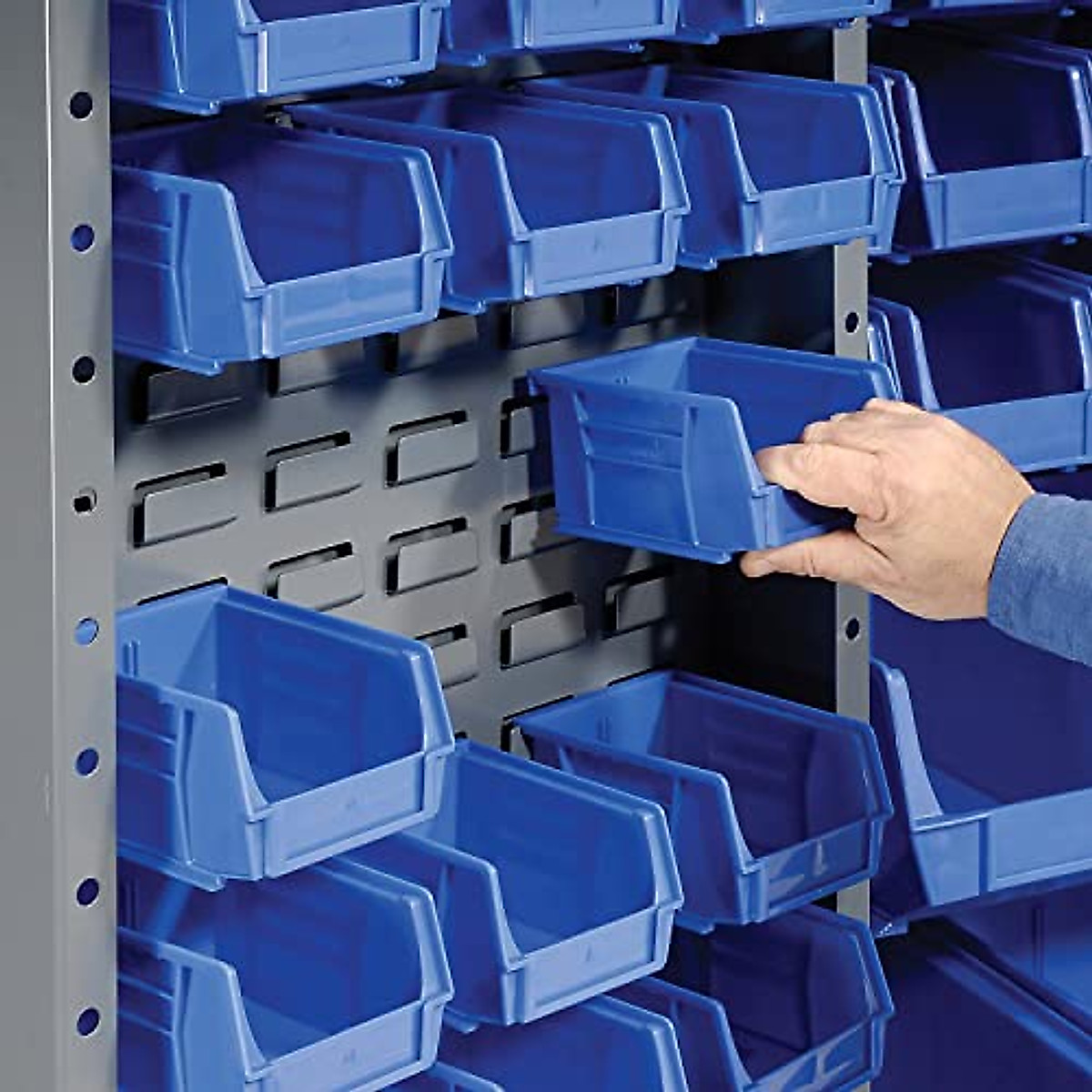 Global Industrial Bin Cabinet with 64 Blue Bins, 38x24x72, Unassembled