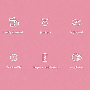 Portable Blender Cup, 300ml Electric USB Juicer Blender Fruit Mixer Mini Blender Portable Blender with 6 Leaf Knife and Security Lock (Pink)