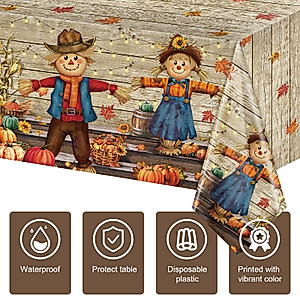 Fall Thanksgiving Tablecloth Plastic Fall Party Table Cover Autumn Harvest Pumpkin Leaves Tablecloth Decoration for Fall Thanks Harvest Party Table Decor Supplies, 54 x 108 Inches (3 Pack)