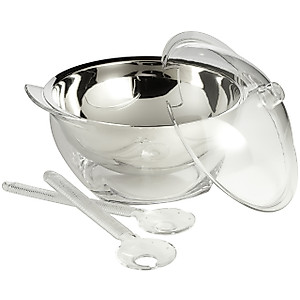 Prodyne Appetizers on Ice with Lids, 16", Clear and Prodyne Bowl, ICED Salad-4 Qt, Off-White