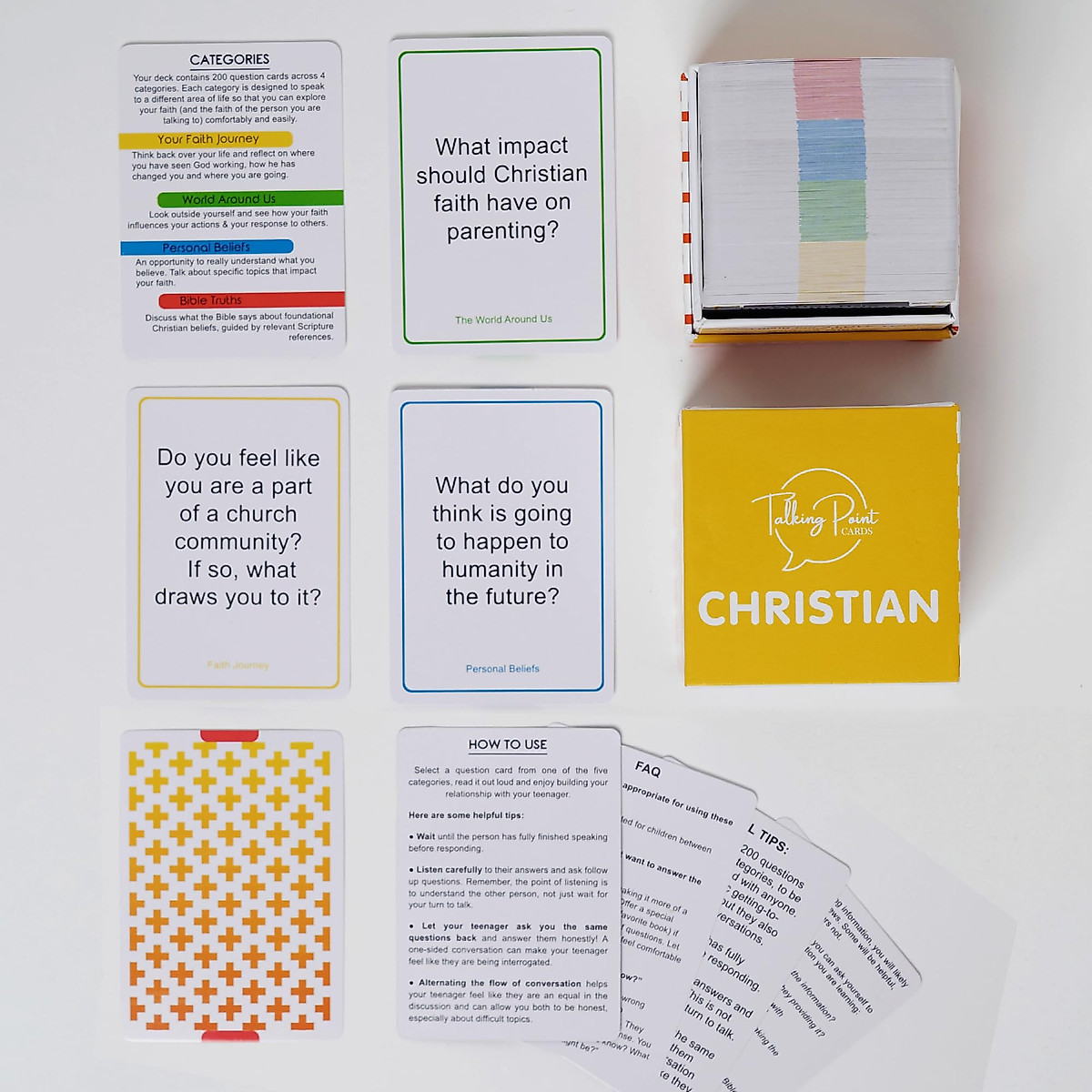 200 Christian Question Cards for Inspirational Conversations - Explore Your Faith and Have Fun on Family Game Night, Bible Study or Youth Groups - Perfect Couples Religious Gifts for Women or Men