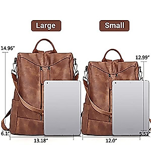 BROMEN Backpack Purse for Women Anti Theft Bookbag Leather Purses Fashion Shoulder Handbag Brown