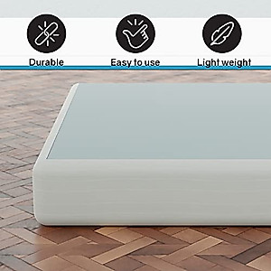 Greaton 4.5-Inch Full XL Box Spring/Foundation-Easy Simple Assembly, Durable Strong Wood Structure for Pressure Relief, Mattress Support System, Compact Size for Tight Spaces, White