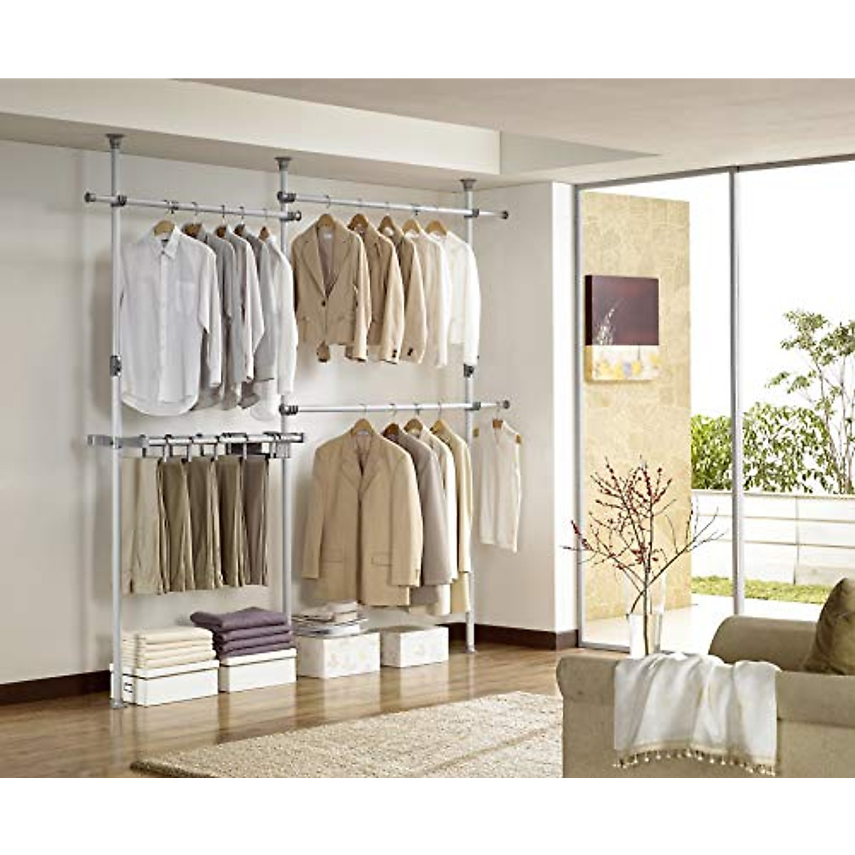Prince Hanger, Double 2tier Pants Hanger, Silver, Steel, 38mm Heavy Duty, Closet Organizer, Clothing Rack, PHUS-0031, Made in Korea