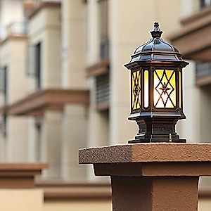 Enlylyog Chinese Style Outdoor Waterproof Courtyard Terrace Gate Wall Landscape Garden Creative Outdoor Home Villa Column Head Lamp,Hotel Outdoor Garden Stigma Lamp