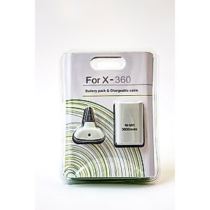 Old Skool Play & Charge Kit Battery and Charging Cable -White Compatible with Xbox 360
