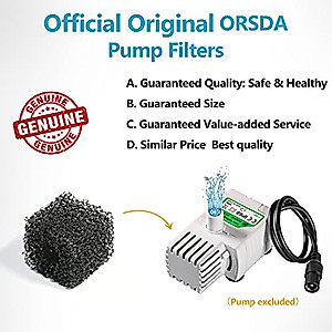 ORSDA Pet Water Fountain Replacement Pump F ilters - Compatible with ORSDA/ZeePet Stainless Steel Dog and Cat Water Fountain (8Pcs Black Pump F ilters)