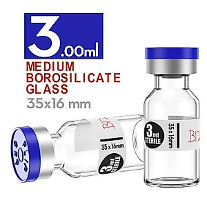 Ks-Tek Sterile Empty Vials with Self Healing Injection Port,with Flip Off Aluminum Cap,Sterile Package (3ml,10)