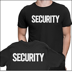 Men's Security Tee Front & Back (BB, Black/White, XL)