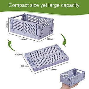HUUSMOT 6-Pack Pastel Storage Crates, Mini Plastic Crates, Small Baskets for Organizing, Collapsible Storage Crates for Bedroom Decor Classroom Office Kitchen Home (5.8"x 3.8" x 2.2")