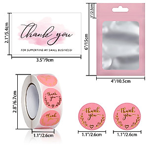 650 PCS Thank Cards & Stickers Set for Supporting My Small Business with Resealable Packaging Bag, Supplies for Shop, Online Retailers, Local Stores and Business Owners