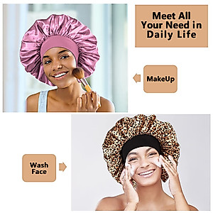 3PCS Extra Large Satin Bonnets for Sleeping, Hair Bonnets for Black Women Braids Curly Hair, C