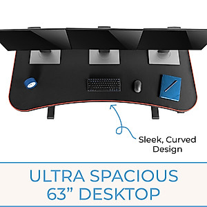 Stand Steady Tranzendesk Power | 63in Electric Gaming Desk | Extra Large Height Adjustable Electric Standing Desk | Ergonomic Computer Desk with 3 Monitor Mount Grommet Holes & Full Size Mouse Pad