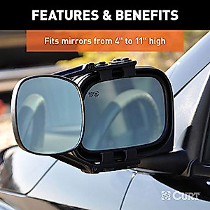 CURT 20002 5 x 7-1/2-Inch Universal Strap-On Adjustable Extendable Towing Mirror