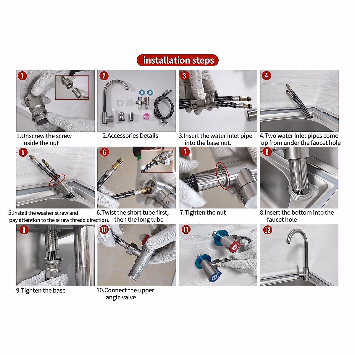 Free Standing Stainless-Steel Double Bowl Commercial Restaurant Kitchen Sink Set w/Faucet & Drainboard, Prep & Utility Washing Hand Basin w/Workbench & Storage Shelves