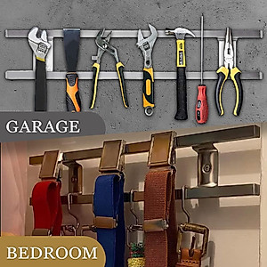 YIIYIIN 18 Inch Magnetic Knife Holder with Hooks - Magnetic Kitchen Knife Bar - Magnetic Knife Strips - Magnetic Utensil Holder - Kitchen Utensil Hanger - Kitchen Organizer