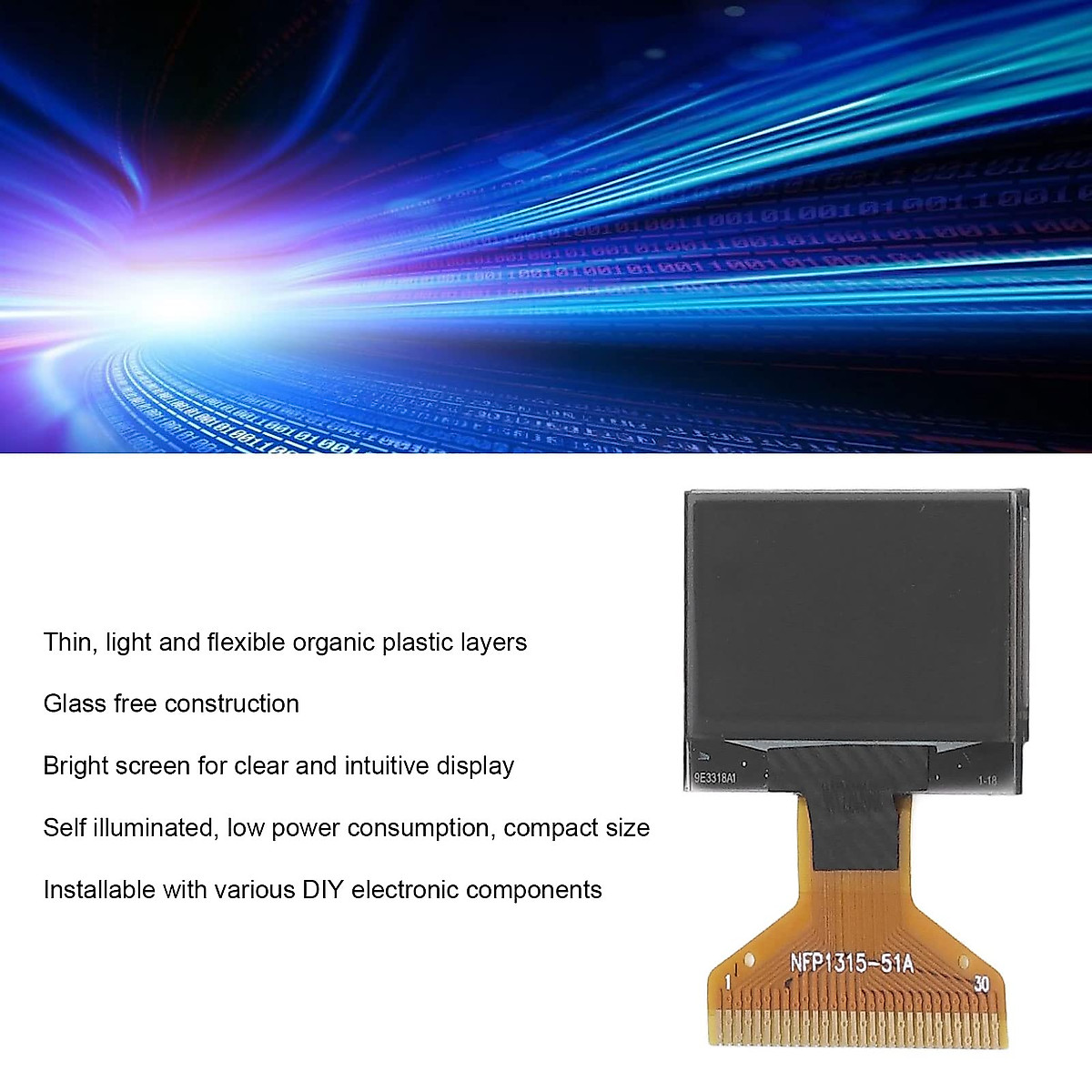 FOLOSAFENAR Display Module, 128 X 64 Thin Plastic Layer Professional LCD Display Screen 4Pcs Small 30PIN for DIY(Blue Displaying)