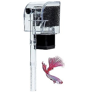 EmmaWu 50 GPH Mini Aquarium Hang-on Filter Ultra-Quiet Betta Fish Turtle Tank Filter