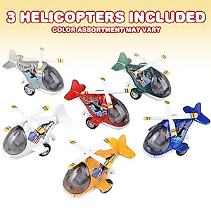ArtCreativity Diecast Air Whale Helicopters with Pullback Mechanism, Set of 3, Diecast Toy Choppers with Spinning Propellers, Birthday Party Favors, Goodie Bag Fillers for Kids