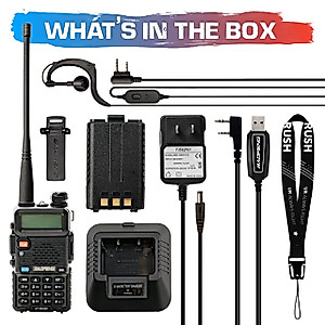 youRUSH UV5R 2 Way Radio Dual Band UHF/VHF Radio - Advanced BAOFENG UV-5R 8W Extended Battery 2800mAh & BAOFENG USB Programming Cable, Radio Scanner BAOFENG Walkie Talkie for Adults Long Range