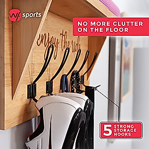 WF Sports SureSpacePro for Peloton Shelf | Wood Home Gym Organizer | Great Gym Shelf That Works as a Yoga Mat Shelf, Peloton Shoe Hanger, and for Other Peloton Accessories | Gym Shelf for Home Gym