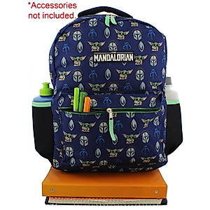 Disney Star Wars Mandalorian Baby Yoda Boy's Girl's Adult 16 Inch School Backpack (One Size, Blue/Green)