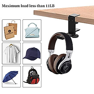 tempsnug Aluminum Headphone Stand Hanger Foldable with Cable Organizer Headset Holder, Non-Slip Desk Hook Space Save Universal Headphone Mount