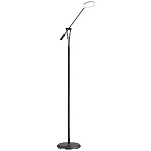 360 Lighting Arnie Traditional Industrial Pharmacy Light Floor Lamp Standing LED 62" Tall Sleek Black Metal Chrome Adjustable Arm Round Shade Decor for Living Room Reading House Bedroom