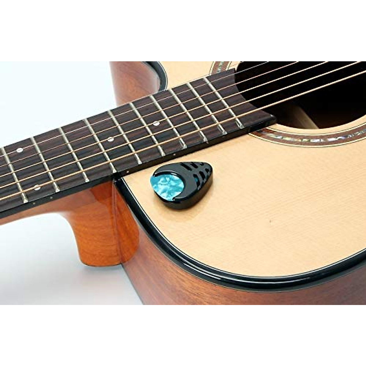 Guitar Picks & Guitar Pick Holder Easy to Paste on the Guitar Suitable for Acoustic Guitar Electric Guitar Bass Ukulele - Stick-on Holder + 10 Guitar Picks(Black Holder)