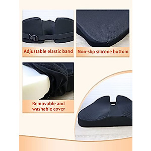 Agsnilove Chair Cushion Memory Foam Car Seat Cushion Wheelchair Comfort Butt Pillow Pad for Truck, Train, Airplane Seat, Office Chair, Reduce Tailbone Pressure, Black