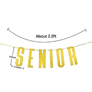 INNORU Gold Glitter Senior Banner for Congrats Grad Banner - High School College Graduation Party Bunting Decoration