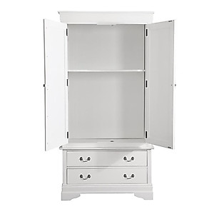 Glory Furniture Louis Phillipe 2 Drawer Armoire in White