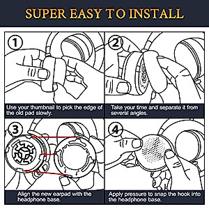 SOULWIT Professional Replacement Ear Pads Cushions for AKG Y500 On-Ear Foldable Wireless Bluetooth Headphones, Earpads with Soft Protein Leather - Black