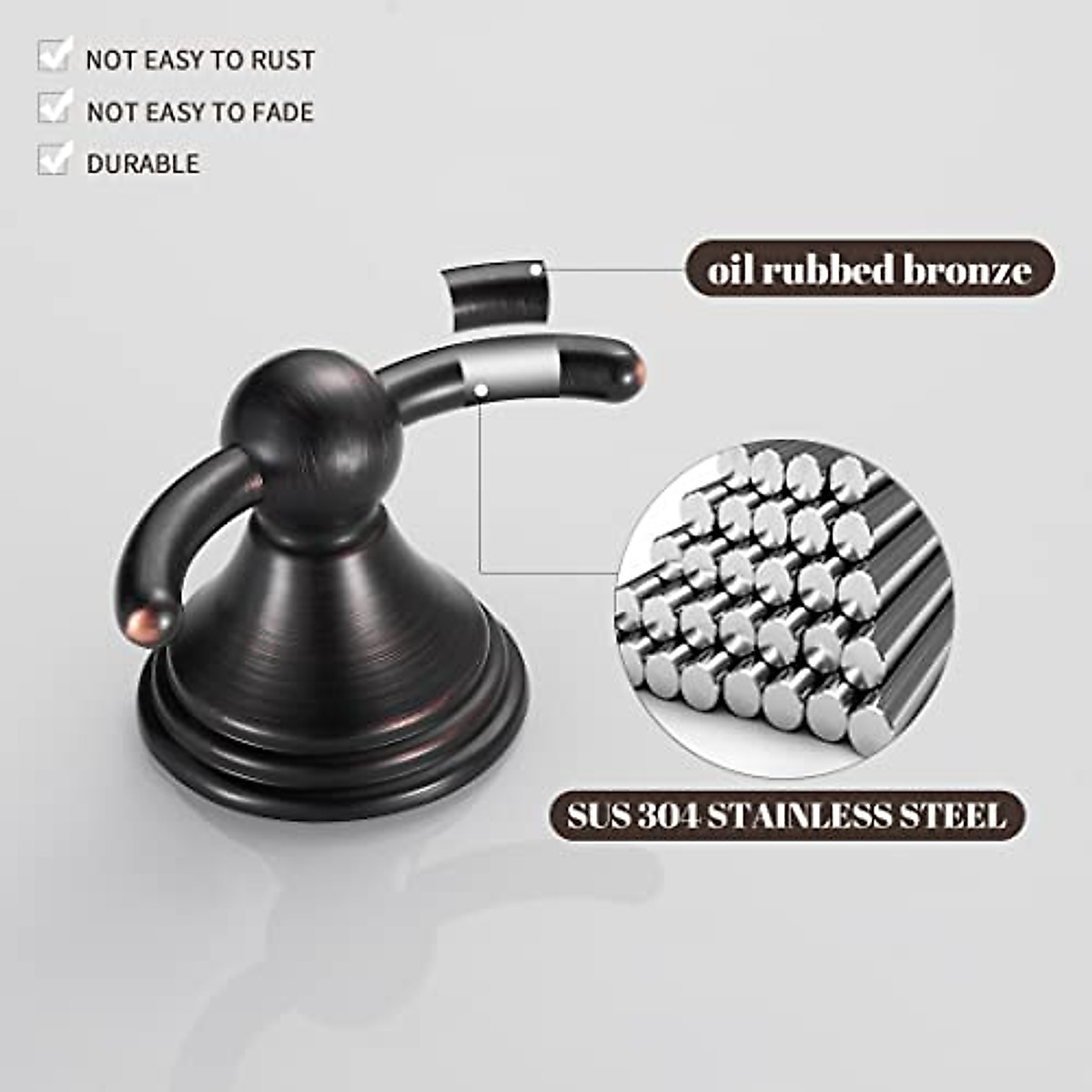 WOLIBEER Bronze Towel Hooks,Bathroom Coat Hook Oil Rubbed Bronze,Farmhouse Robe Wall Hook Double Hanger Wall Mounted 2 Pack Bath Accessories