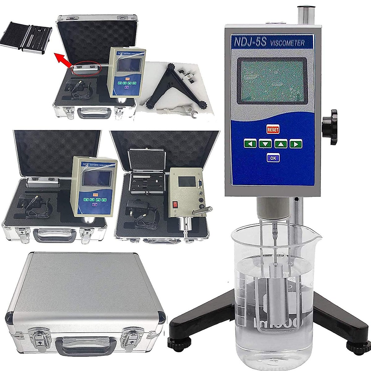 VTSYIQI Rotary Viscometer Viscosity Meter Rotational Viscosity Meter Lab Viscometer Measurement Instrument with Range 1~100000mPa.s #1#2#3#4 Rotors for Oil Paint Test