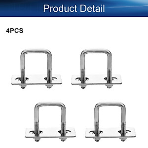 Yinpecly 4Pack Square U-Bolts 1"(25mm) Inner Width 304 Stainless Steel U-Bolts M6 with Washers and Nuts for Automobiles Trailer, Ski Boat, or Sailboat Trailer, M6x25x50mm