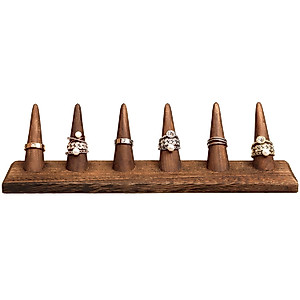 MOOCA 2 Pcs Set Finger Ring Stand Jewelry Display Holder Showcase Display Stands 11 x 2 1/4 x 2 3/4 in, Brown Color