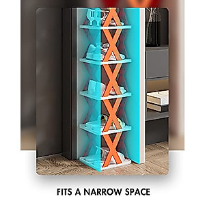 OLYGIFTS-Small Shoe Rack-Narrow Easy to Assemble Vertical Shoe Rack-Sturdy