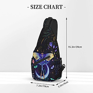 Moon-Moth Crossbody Sling Bag for Women Men Sling Backpack Casual Travel Hiking Daypack Chest Shoulder Bag