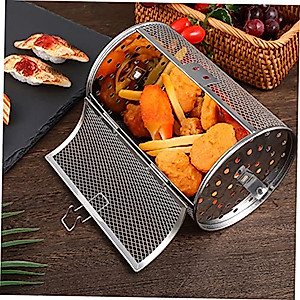 HANABASS Stainless Steel Grill Rotisseries & Roasters Rotisserie Grill Roaster Stainless Steel Oven Basket Oven Cage Deep Fry Basket Rotary Grilled Cage Barbecue to Rotate Kitchen Supplies