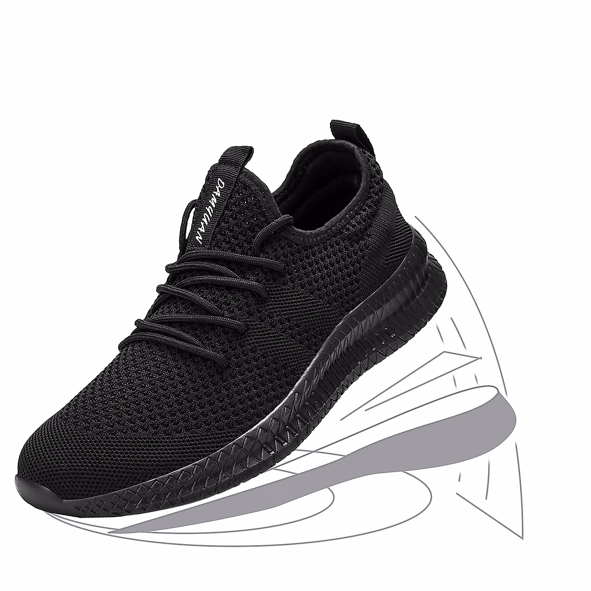 FUJEAK Women Walking Shoes Athletic Casual Road Running Breathable Fashion Sneakers Gym Tennis Lace Up Comfortable Lightweight Shoes A Black