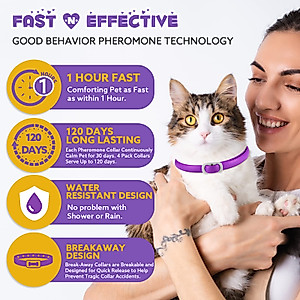 YEUGSCKA 4 Pack Calming Collar for Cats, Relieve Reduce Anxiety Stress, Calming Pheromone Collar for Cats, Cat Pheromone Collar Adjustable for Small, Medium Large Cat