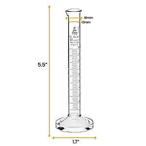 EISCO Graduated Cylinder, 10ml - Class B Tolerance ±0.20ml Round Base White Graduations Borosilicate 3.3 Glass- Eisco Labs