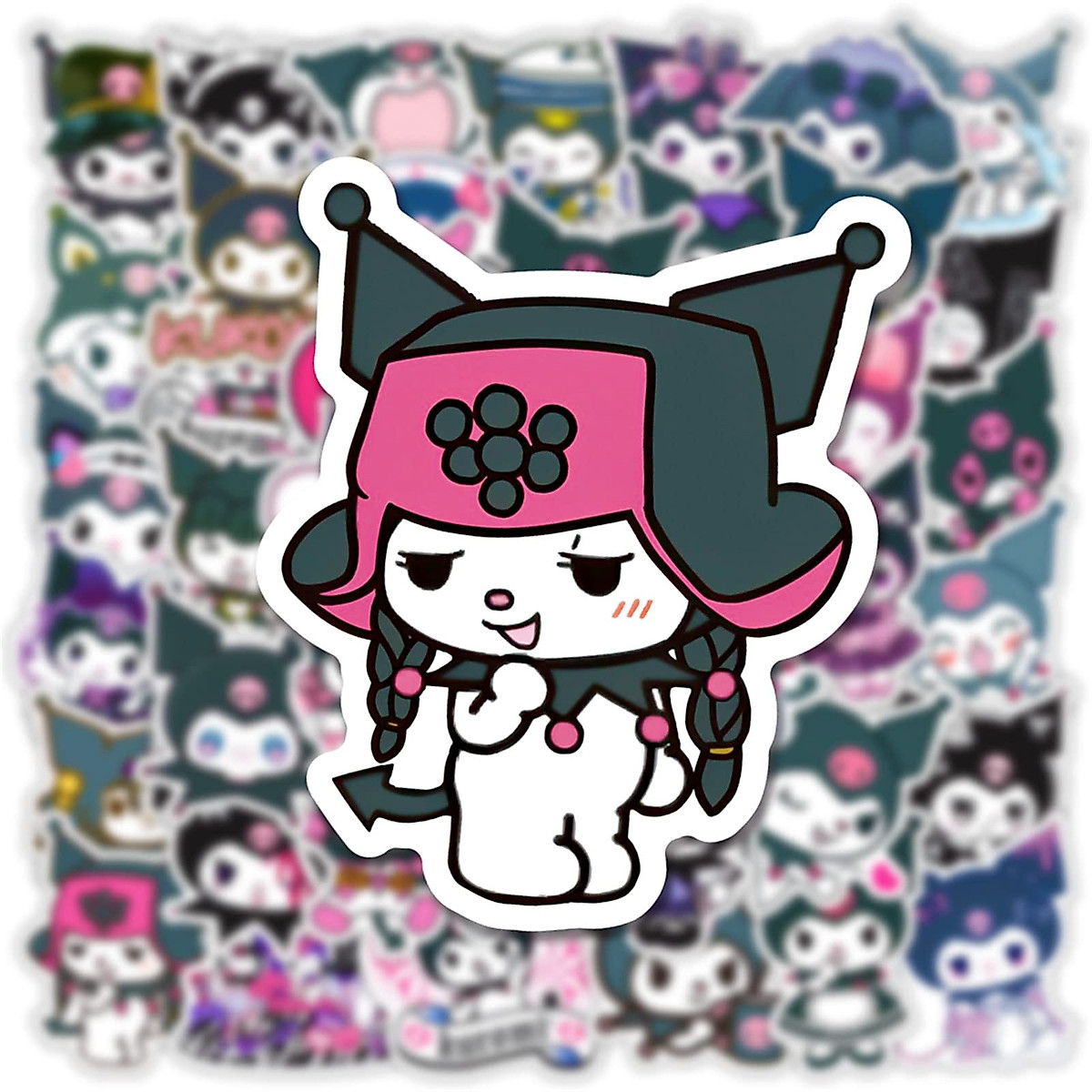 Kuromi Stickers Pack 50Pcs, Cannity Cute Kawaii Stickers for Water Bottles Laptop Scrapbook Journaling Waterproof Vinyl Decals Japanese Anime Stickers for Kids Teens Adults