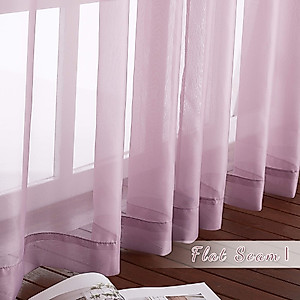 NICETOWN Bedroom Sheer Curtains 63 inch Length for Princess Bedroom, Grommet Top Voile Textured Window Curtains Light and Airy Drapes for Children Room, 54'' W, 1 Pair, Purple,Adult