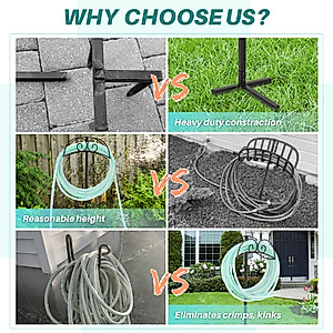 Garden Hose Holder, Water Hose Stand for Outside, Pipe Storage Rack for Outdoor, Heavy Duty Metal Hose Reel, Black