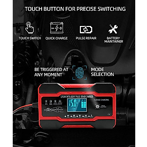 AOCISKA 8-Amp Car Battery Charger,12V and 24V Fully Automatic Smart Battery Charger,Battery Desulfator with Temperature, Trickle Charger for Car Truck Motorcycle Lawn Mower Boat