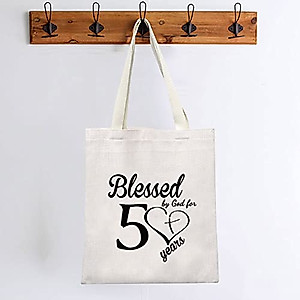 JNIAP 50th Birthday Tote Bag Religious Christian Happy 50 Years Birthday Gifts for Family Friend(50 Years Tote Bag)