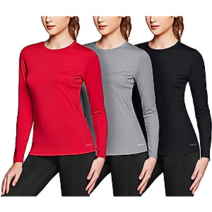 ATHLIO Women's UPF 50+ Long Sleeve Workout Shirts, UV Sun Protection Running Shirt, Dry Fit Athletic Tops, V Neck 2pack Navy/Charcoal, Large